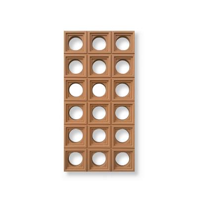 China Round Holes PU Decorative Wall Panel Faux Nine Blocks Molding Eco Friendly For Partition for sale