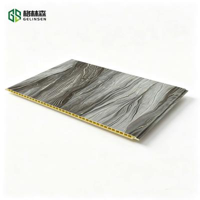 China Popular Bamboo Wood Fiber PVC Wall Panel 600mm Eco-friendly Cladding for Home Decor for sale
