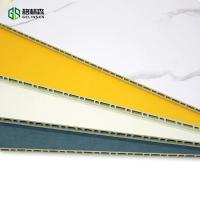 China 600mm Flat Joint Bamboo Wood Fiber PVC Wall Panel Interior Cladding for Living Room for sale