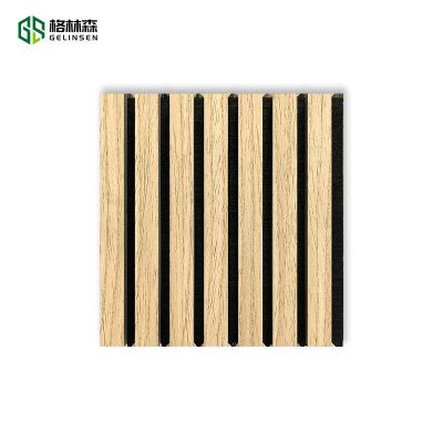 China Soundproof Wooden Slat Acoustic Panels MDF Polyester Fiber Construction for Conference Rooms for sale