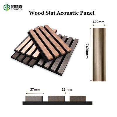 China Wooden Slat Acoustic Panels 2400*600*21mm Soundproof Cladding for Home Theaters for sale
