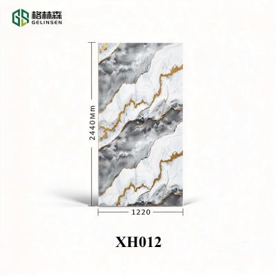 China Luxury UV Marble Sheet 3D Marble Effect Gilded Accent Wall Panel for Villa Hotel for sale