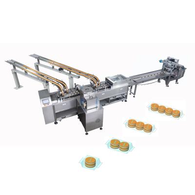 China Automatic Cream Or Jam Sandwich Biscuit Making Machine With Pile Packing Machine for sale