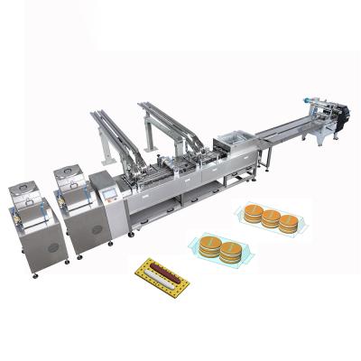 China Two Flavors Biscuit Sandwiching Machine Two Lane Biscuit Manufacturing Machine 6.5kw With Pile Packing Machine for sale