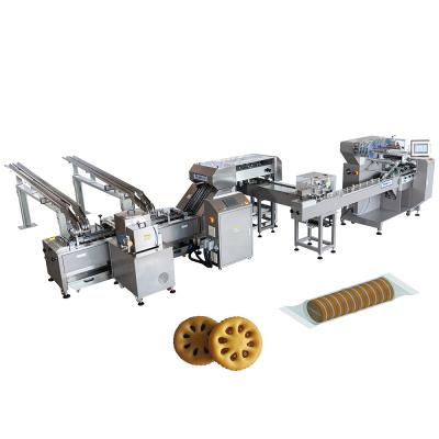 China 5.5kw Cream Biscuit Sandwiching Machine On Edge Automatic Biscuit Packing Machine for sale