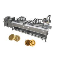 China High Speed Biscuit Sandwiching Machine Four Lane Cream Biscuit Machine With Conveyor for sale