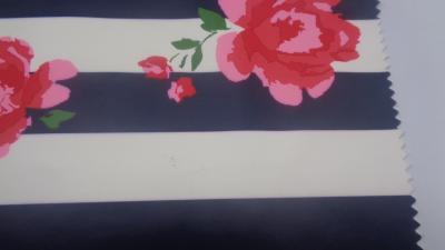 China PU Coated Winter Jacket Fabric 237 GSM Windproof Rose Printed for sale