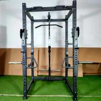 China Style Gym Machine Squat Rack and Optional Lat Pull-Down Attachment 75*75*3mm Pipe Size for sale