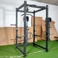 China Style Gym Machine Squat Rack and Optional Lat Pull-Down Attachment 75*75*3mm Pipe Size for sale