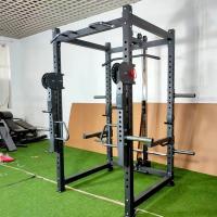 China Style Gym Machine Squat Rack and Optional Lat Pull-Down Attachment 75*75*3mm Pipe Size for sale