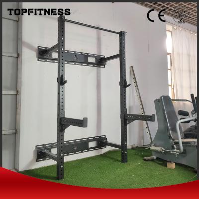 China Adjustable Strength Equipment Wall Mounted Folding Squat Strength Rack for Gymnasium for sale