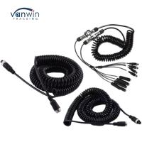China Car Video Aviation Spring Wire Trailer Connector Wire 4-Pin/RCA Spiral Extension Curled Cable for sale