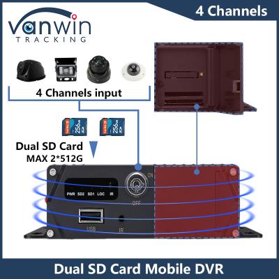 China 4CH HD Car Cameras Dual SD Card Mobile DVR 4G GPS 1080P MDVR H.265 Video Recorder for sale