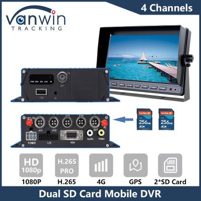 China 4G GPS Dual SD Card Mobile DVR 1080P 4CH CCTV Camera Recorder Security Mobile Tracking DVR for sale