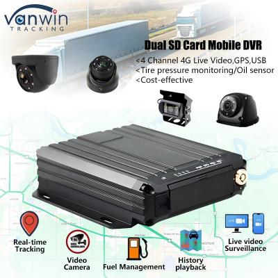 China 4CH 1080P Dual SD Card Mobile DVR Support Oil Sensor 4G Real Time Video Monitoring GPS Tracker for sale