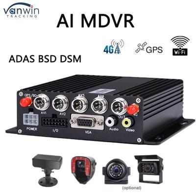 China 4 Channel ADAS DSM Mobile Car DVR, 4G GPS AHD SD Card Video Recorder with AHD Cameras, AI Driver Fatigue Detection & Collision Warning, Vehicle Surveillance DVR for Training Car, Truck, Bus & Commerci for sale