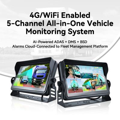 China 4G/WiFi 5 - Channel AI Vehicle Monitoring System | ADAS + DMS + BSD Alarms | Cloud - Connected for Fleet Management for sale