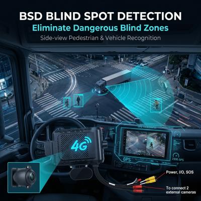 China Heavy Duty Truck 4G Dash Recorder with ADAS BSD - GPS Telematics Fleet Camera with SOS Panic Button for sale