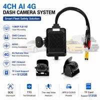 China 4-Channel AI Intelligent 4G Dash Camera, ADAS + DMS + BSD Active Safety,1080P+720P Recording for Taxis for sale