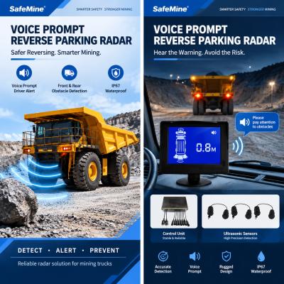 China Mining Truck Reverse Parking Radar System with CAN Bus, Voice Alert and 8 Ultrasonic Sensors for Heavy Duty Vehicles for sale