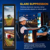 China 15.88 Inch Touchscreen Wireless Electronic Rearview Mirror with 4 Solar Magnetic Cameras Split Screen BSD for Heavy Trucks for sale