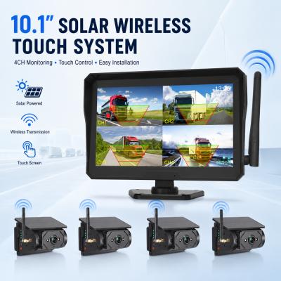 China HD Digital Wireless Camera Monitor System with 10 Inch 4 Split Screen Solar Magnetic Camera for Large Vehicles for sale