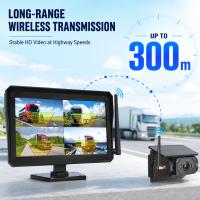 China 10.1 Inch 4CH Wireless Rear View Camera System Solar Magnetic Backup Camera Monitor for Truck Trailer RV Caravan for sale
