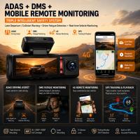 China 3 Channel 4K Dash Cam Front Rear Inside with 4G Remote Monitoring DMS ADAS GPS Fleet Management Vehicle DVR for sale