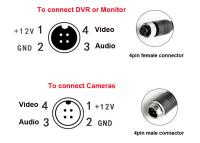 China DVR Accessories 4 Pin Female Male Aviation Connector Video Audio Extension Cable for sale