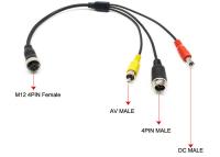 China DVR Accessories, external Microphone Adapter 4 Pin Female Aviation Plug to 4pin male+RCA+DC for sale