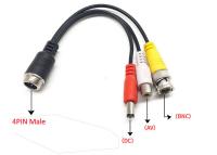 China MDVR System 24cm Car Video Camera Cable 4P M12 To BNC Male for sale