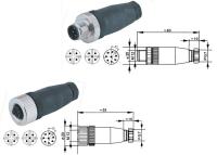 China Waterproof M12 4 PIN Connector DVR Accessories 4P Male / Female Adapter for sale