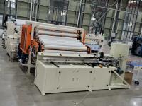 China High speed 100-120 cuts/min small toilet pape roll /kitchen towel band saw cutting machine price for sale