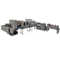 China Automatic Heat Shrinking Large Roll Maxi Paper Towel Rewinding Cutting Packing Machine Production Line for sale