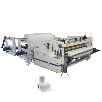 China Toilet Paper Roll Rewinding Machine , PLC Small Scale Paper Making Machine Maxi Rolls for sale