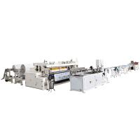 China Fully Automatic Toilet Paper Rewinding Machine with Gearbox 8-12 Bundling Bag/min for sale