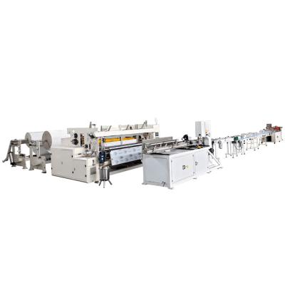 China Fully Automatic Toilet Paper Rewinding Machine with Gearbox 8-12 Bundling Bag/min for sale