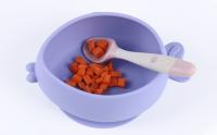 China Food Grade Silicone Children Cartoon Fish Shaped Sucker Bowl 6 Months Baby Self Feeding Set for sale
