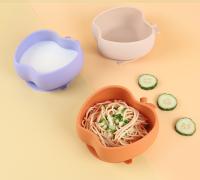 China Food Grade Silicone Baby Suction Bowl 6oz BPA Free Self Feeding Plate for Toddlers for sale