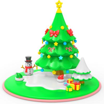China Silicone Rubber Christmas Tree Stacking Toy 6 Color Rings Infant Educational Puzzle Gift for sale