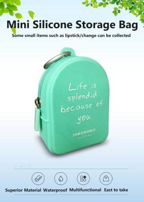 China Mini Silicone Zero Wallet Backpack Style Storage Bag 12x4.5x8.5 cm Waterproof Soft Silicone Bag for sale
