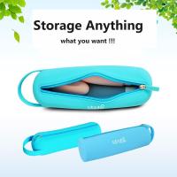 China Silicone Cylindrical Storage Bag Waterproof Portable Cosmetic Organizer 20cm Capacity for sale