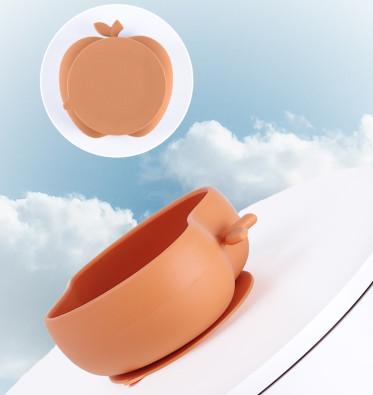 China BPA Free Silicone Baby Suction Bowl with Lid 4oz 2oz Anti Slip Tableware for Self Feeding for sale