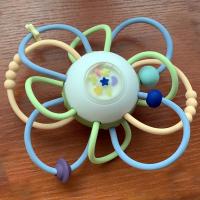 China Food Grade Silicone Baby Teether Rattle Toy 12 Gnawing Points BPA Free for 3+ Months for sale