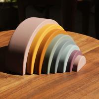 China Silicone Rainbow Stacking Cups 6-Piece Educational Building Blocks for Toddlers 1-3 Years for sale