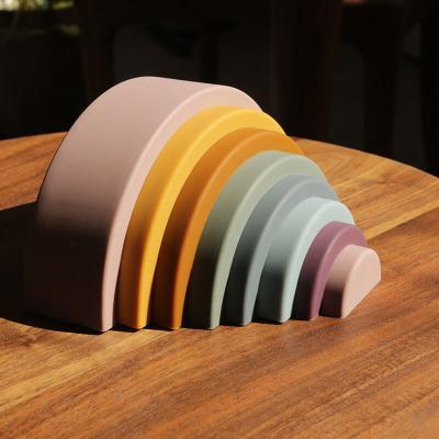 China Silicone Rainbow Stacking Cups 6-Piece Educational Building Blocks for Toddlers 1-3 Years for sale