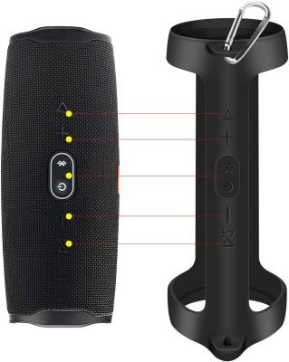 China Custom Silicone Protective Cover for JBL Charge 4 Bluetooth Speaker Drop Proof Travel Case with Carabiner for sale
