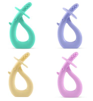China Food Grade Silicone Baby Tooth Gel Teether 10.5cm Soothing Bite Grinder for Infant Gum Relief for sale