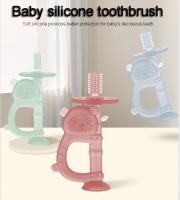 China Food Grade Silicone Baby Toothbrush Cartoon Kara Shape 0.04kg Handheld Teeth Grinder for 6+ Months for sale