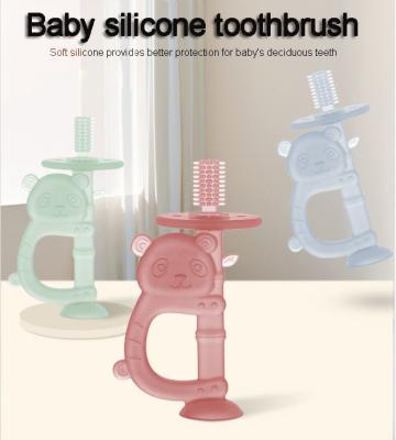 China Food Grade Silicone Baby Toothbrush Cartoon Kara Shape 0.04kg Handheld Teeth Grinder for 6+ Months for sale